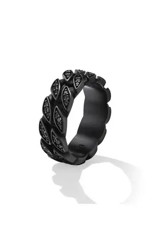 David Yurman Black Diamond Curb Chain Ring
