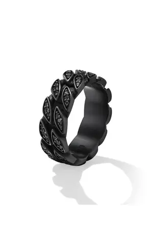 David Yurman Black Diamond Curb Chain Ring