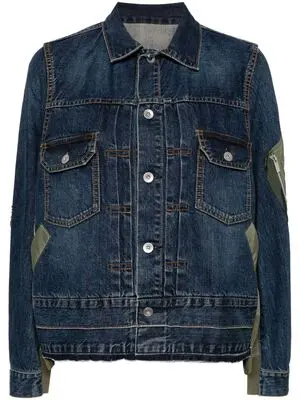 Sacai Panelled Denim Jacket - Blue
