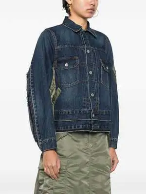 Sacai Panelled Denim Jacket - Blue