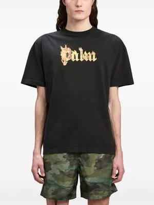 Palm Angels Logo-print Cotton T-shirt - Black