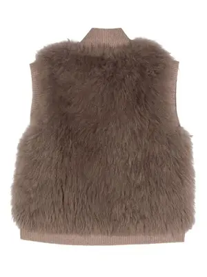 LISKA Fur-design Ribbed-trim Gilet
