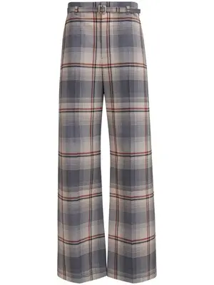 Marni Check-print Wide Leg Trousers - Blue