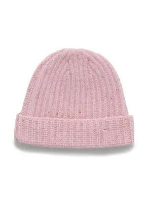 Marni Logo-embroidered Ribbed-knit Beanie - Pink