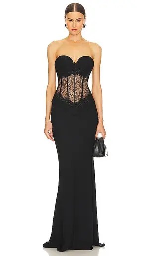 RASARIO Corset Gown - Black