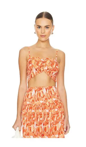 Tiare Hawaii Havana Top In Orange - Scattered Petals Gold