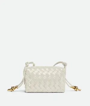 Bottega Veneta Mini Loop Cross-body Bag With Metal Knots - Bone