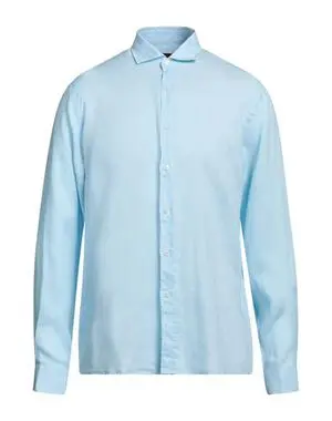 LIU •JO MAN Man Shirt Sand Size 15 ½ Linen Blue