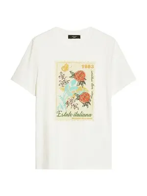 Max Mara Women's Zirlo Floral Stamp T-Shirt - White  - White