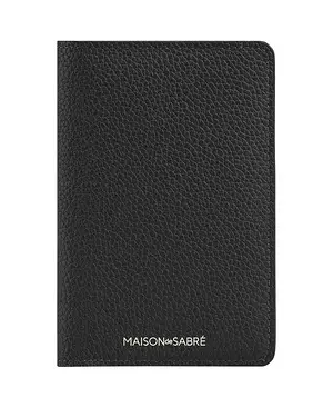 MAISON DE SABRE Leather Passport Holder - Black Caviar