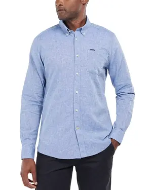 Barbour Nelson Tailored Fit Long Sleeve Button Down Shirt Blue