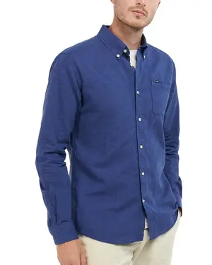 Barbour Nelson Tailored Fit Long Sleeve Button Down Shirt - Indigo