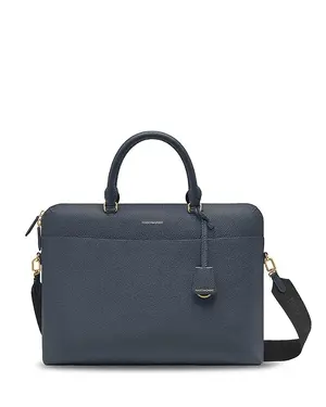 MAISON DE SABRE Leather Laptop Bag With Top Handle And Shoulder Strap - Graphite Grey