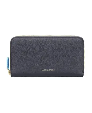 MAISON DE SABRE Long Leather Zip Wallet - Graphite Sky
