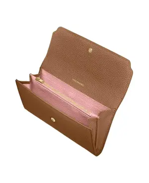 MAISON DE SABRE Long Leather Flap Wallet - Sandstone Lily