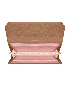 MAISON DE SABRE Long Leather Flap Wallet - Sandstone Lily