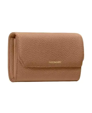 MAISON DE SABRE Long Leather Flap Wallet - Sandstone Lily