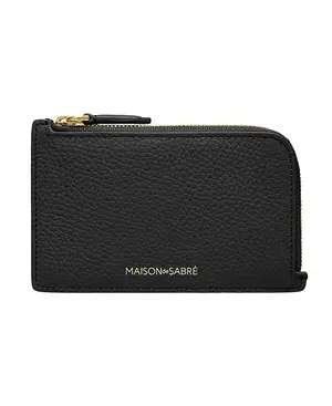 MAISON DE SABRE Leather Zip Card Holder - Black Caviar