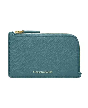 MAISON DE SABRE Leather Zip Card Holder - Bondi Blue
