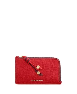 MAISON DE SABRE Leather Zip Card Holder - Pomegranate Plum