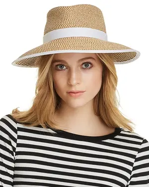 Eric Javits Sun Crest Packable Hat - Peanut/white