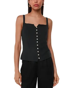 Whistles Ribbed Button Front Top