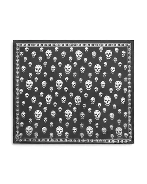 Alexander McQueen Skull Silk Scarf Lead/ivory