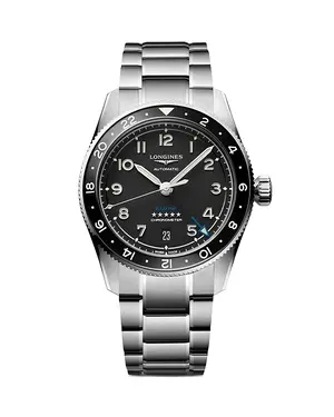 LONGINES Spirit Zulu Time 39mm Watch - Black/silver