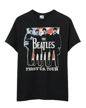 Junk Food Clothing The Beatles First U.s. Tour Graphic T-shirt - Black