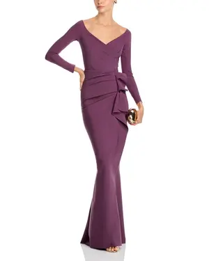 Chiara Boni La Petite Robe Silveria Side Ruffle Gown