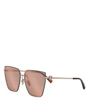 BVLGARI Square Sunglasses, 61mm Pink Mirrored Solid