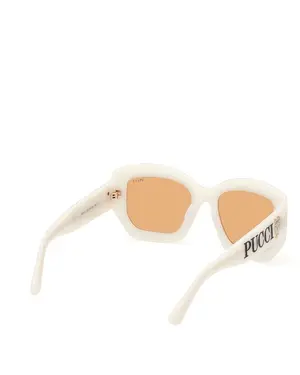 Emilio Pucci Geometric Sunglasses - Ivory/orange Solid