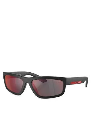 Prada Rectangular Sunglasses, 59mm - Black/gray Mirrored Gradient