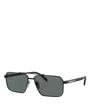 Prada Rectangular Sunglasses, 61mm - Black/gray Polarized Solid