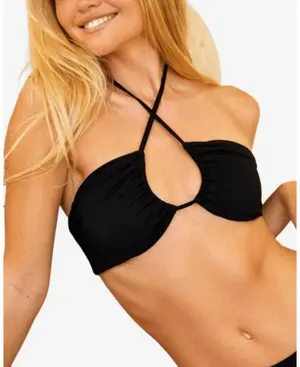DIPPIN DAISY'S Amalfi String Tie Bandeau Bikini Top - Black