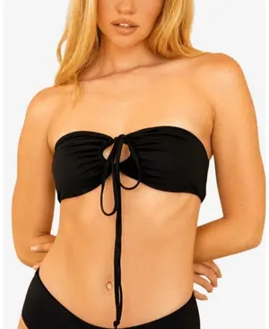 DIPPIN DAISY'S Amalfi String Tie Bandeau Bikini Top - Black