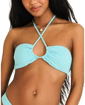 DIPPIN DAISY'S Amalfi String Tie Bandeau Bikini Top - Pool