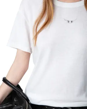 Zadig&Voltaire Mar Rhinestone Wings Tee - Blanc
