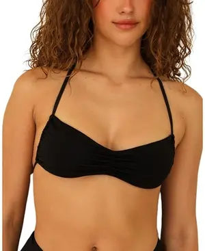 DIPPIN DAISY'S Christina Tie Straps Bandeau Bikini Top Black