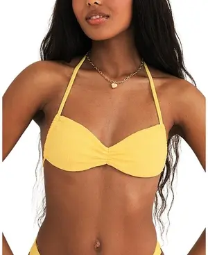 DIPPIN DAISY'S Christina Tie Straps Bandeau Bikini Top - Sunshine Waffle