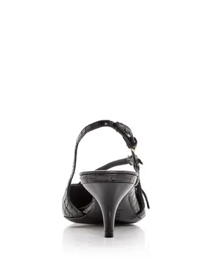 Miu Miu Croc Embossed Pointed Toe Pumps - Nero