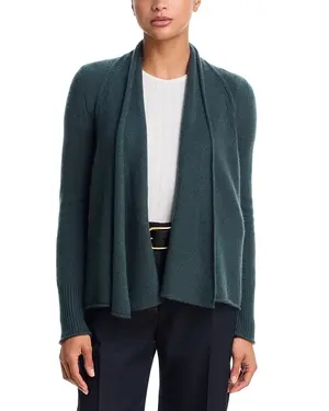Aqua 100% Cashmere Drape Front Cardigan - Army
