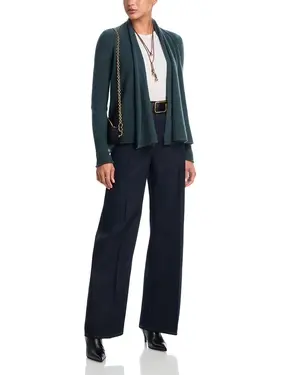 Aqua 100% Cashmere Drape Front Cardigan - Army
