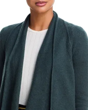 Aqua 100% Cashmere Drape Front Cardigan - Army
