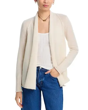 Aqua 100% Cashmere Drape Front Cardigan - Ash