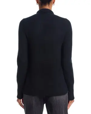 Aqua 100% Cashmere Drape Front Cardigan - Black