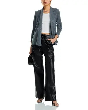 Aqua 100% Cashmere Drape Front Cardigan - Medium Gray