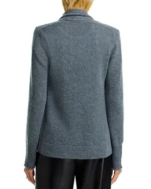 Aqua 100% Cashmere Drape Front Cardigan - Medium Gray
