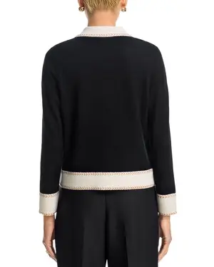 Bloomingdale'S Contrast Trim Cardigan Exclusive - Black