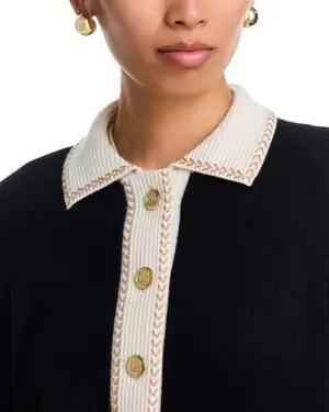 Bloomingdale'S Contrast Trim Cardigan Exclusive - Black